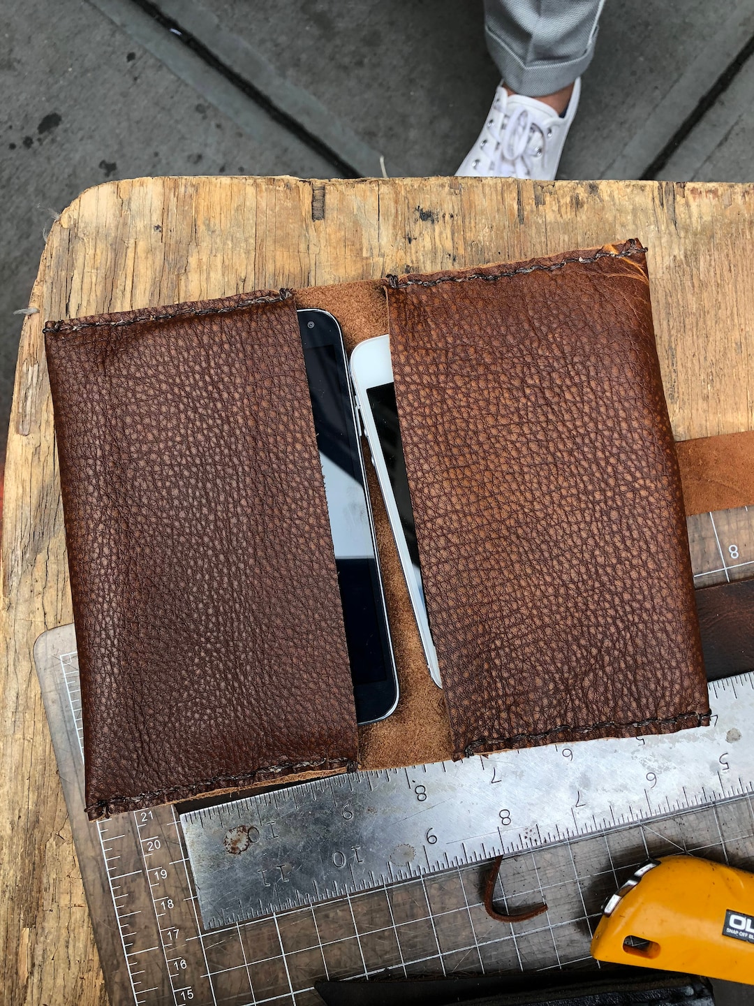 Dual iPhone Case, Two Phone Clutch, Leather Case, Double Phone Cover ...