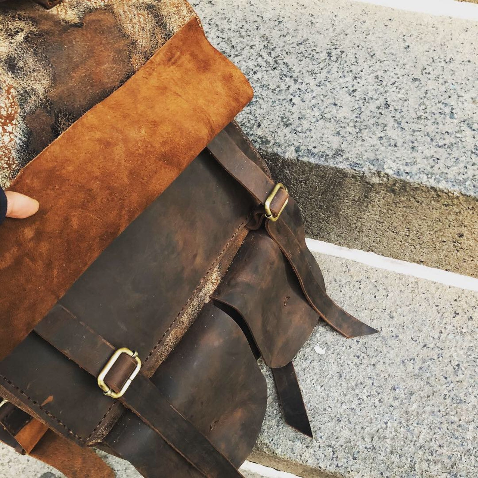Distressed Leather Backpack / Handmade Leather Laptop Bag / - Etsy