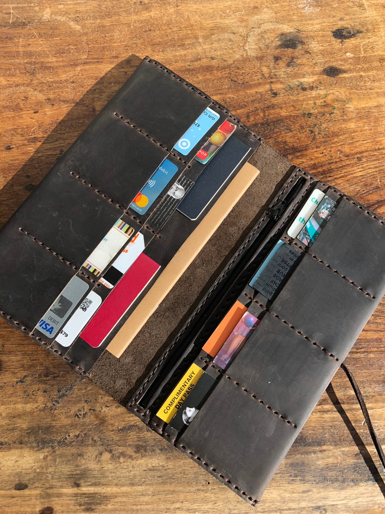 Wallet / Large / Travel / Leather / Handmade brown leather | Etsy
