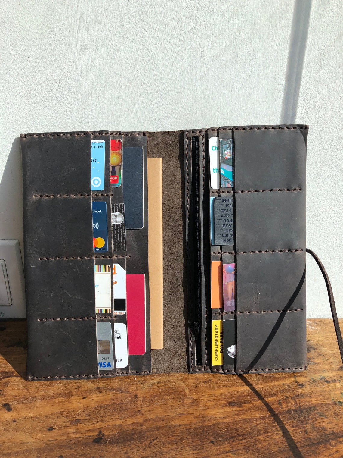 Wallet / Large / Travel / Leather / Handmade brown leather | Etsy