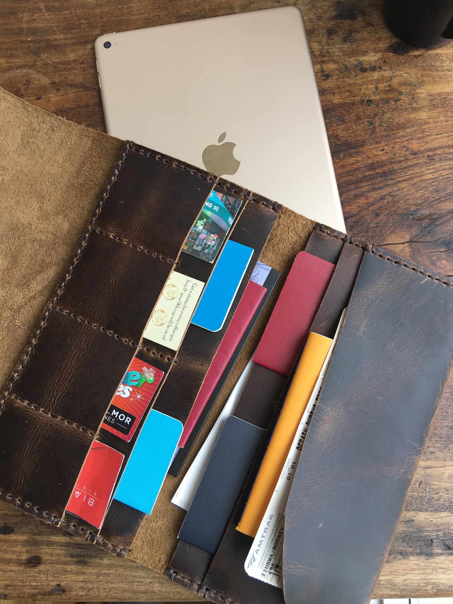Leather Document Wallet Handmade Leather Large Trifold Travel - Etsy