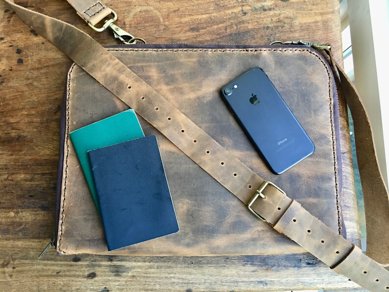 Zippered Leather Portfolio Leather Document Carrier Leather - Etsy