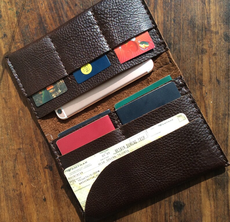 Travel wallet / Large Leather Wallet / Credit Card Holder / | Etsy