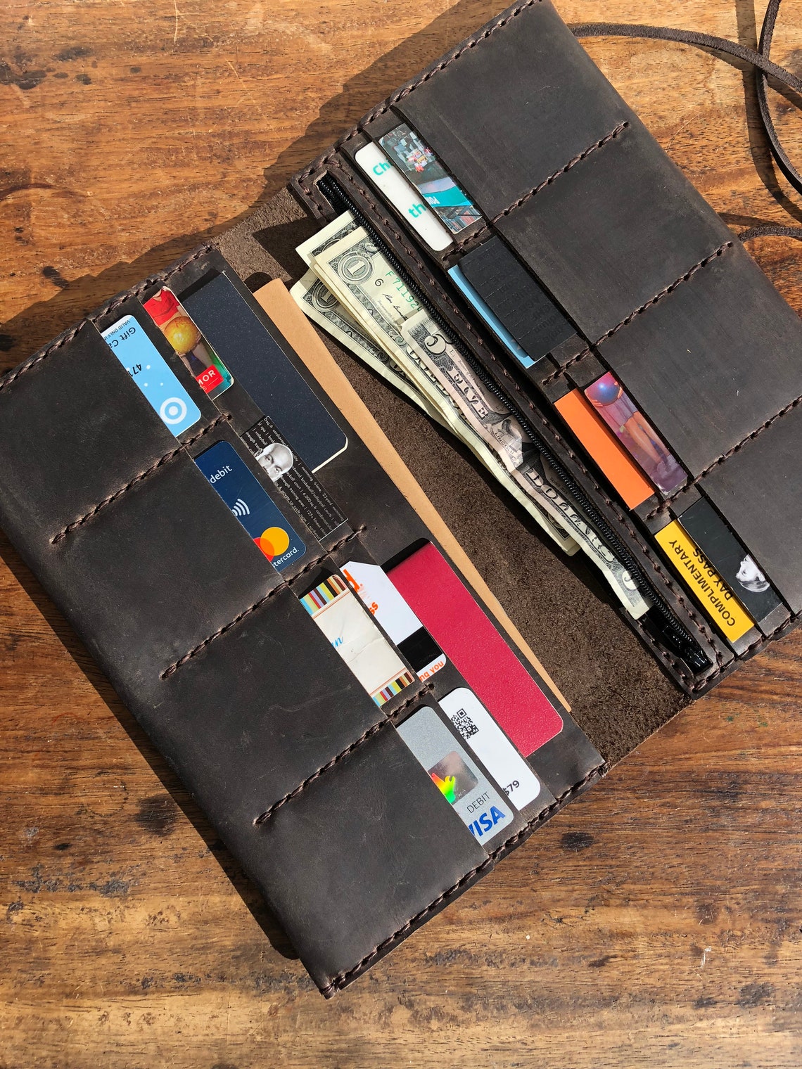 Wallet / Large / Travel / Leather / Handmade brown leather | Etsy