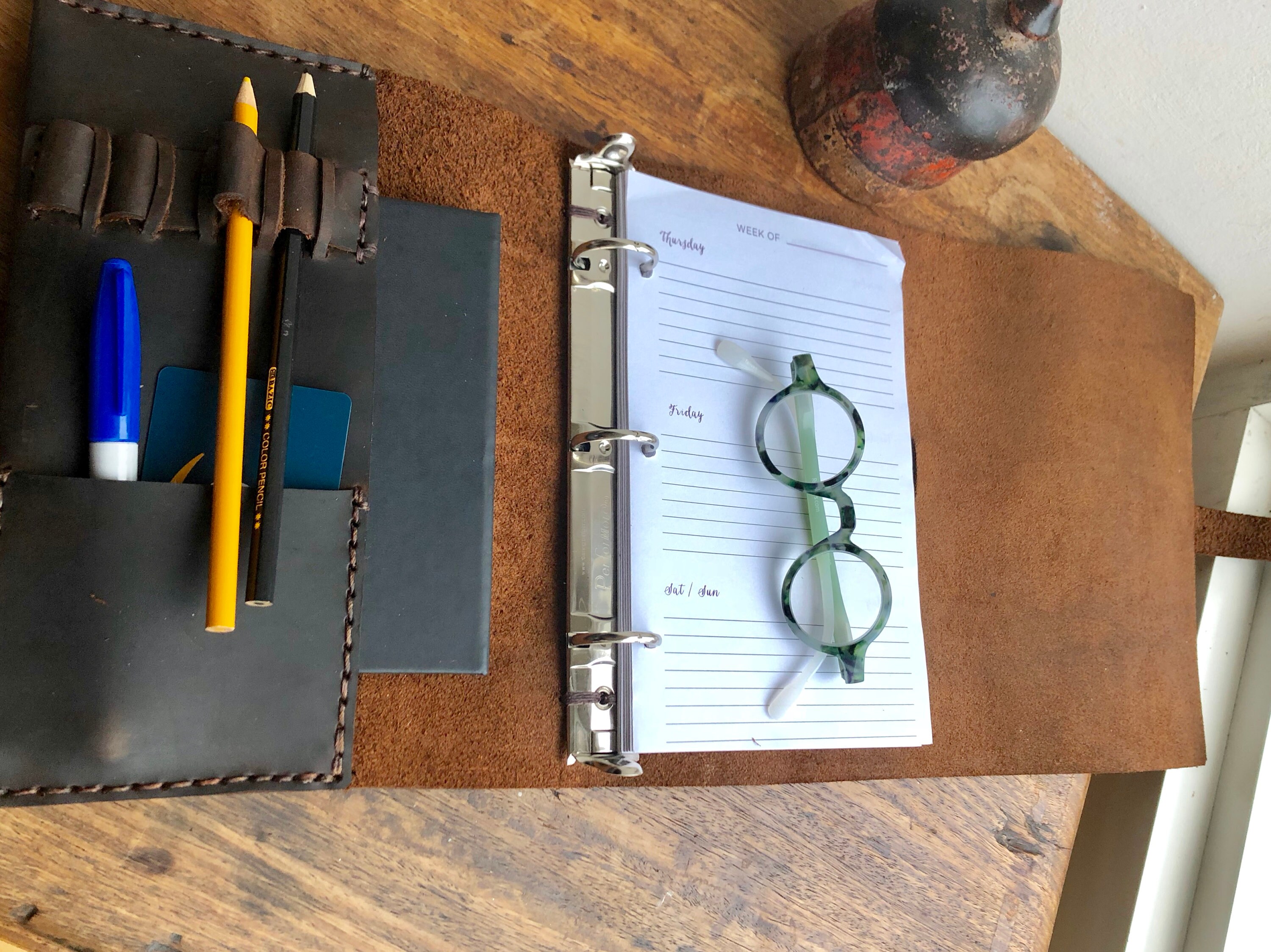 Mini Binder Mini Leather 3 Ring Binder Notebook Small Three Ring A5 