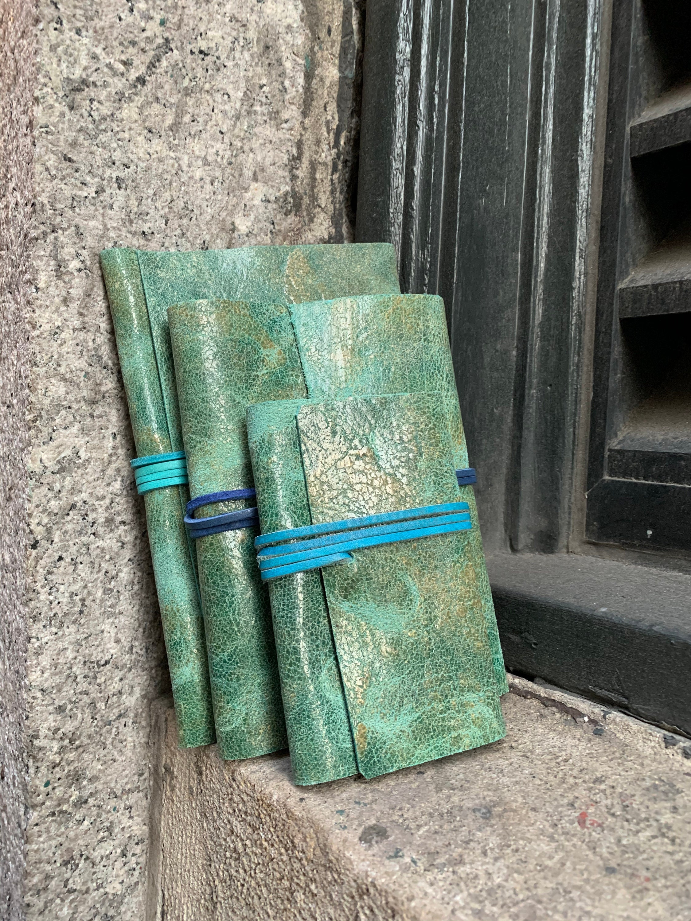 Distressed Green Journal / Handmade Leather Journal / Green Leather ...