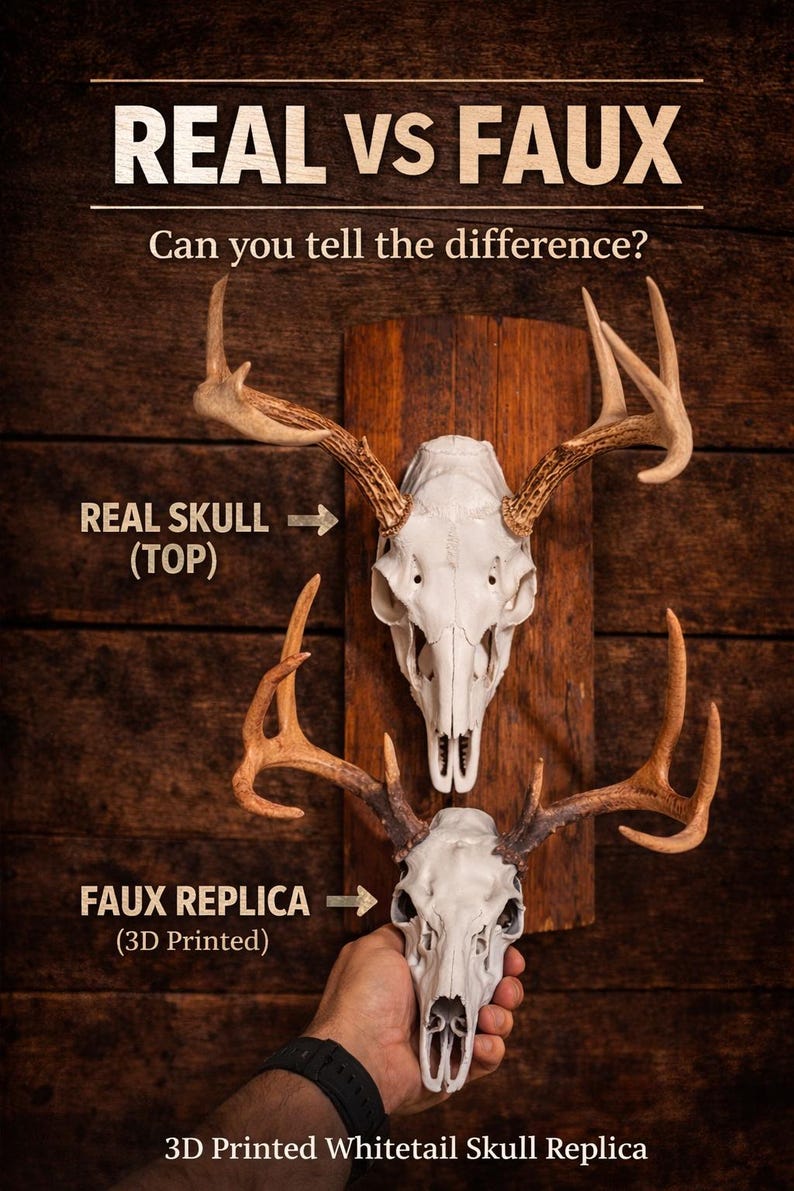 Handmade Faux Deer Skull – Rustic Cabin Trophy, Hunting Decor - Etsy