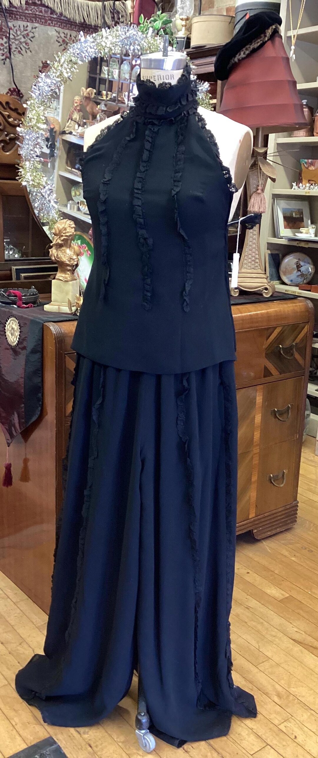 Bill Blass Brings Us This Ruffled Halter and Palazzo Pants Suit, and It ...