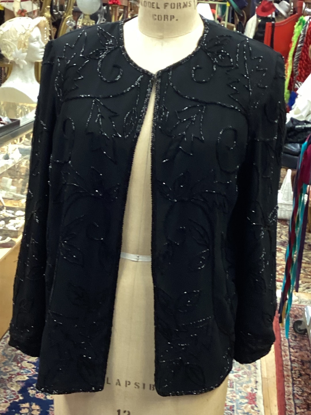 Black Crepe Jacket With Bugle Beads by JMD New York is Timeless Elegance - Etsy