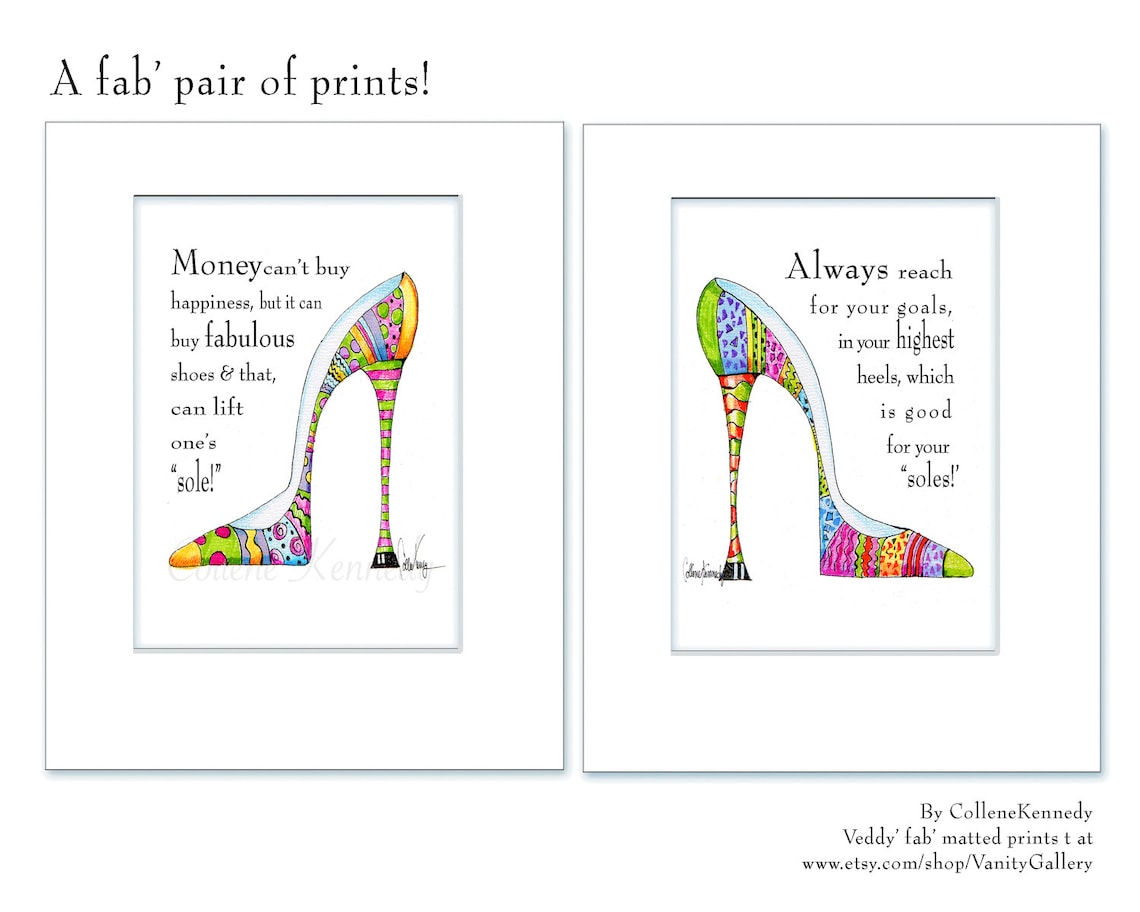 Illustrated Shoe Art Print With Funny Shoe Quote High Heel - Etsy