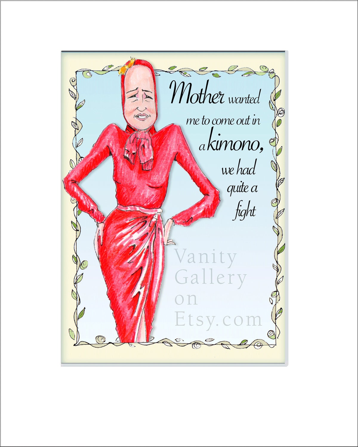 A Staunch Lady in red original art of Little Edie Beale of | Etsy