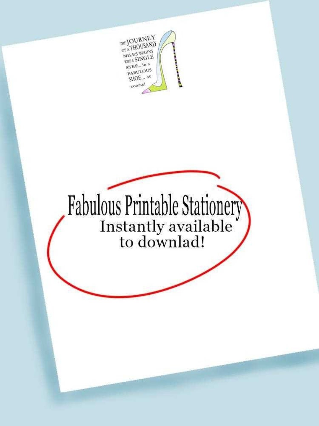 Printable Shoe Art, Printable Shoe Stationary, Shoe Note Paper ...