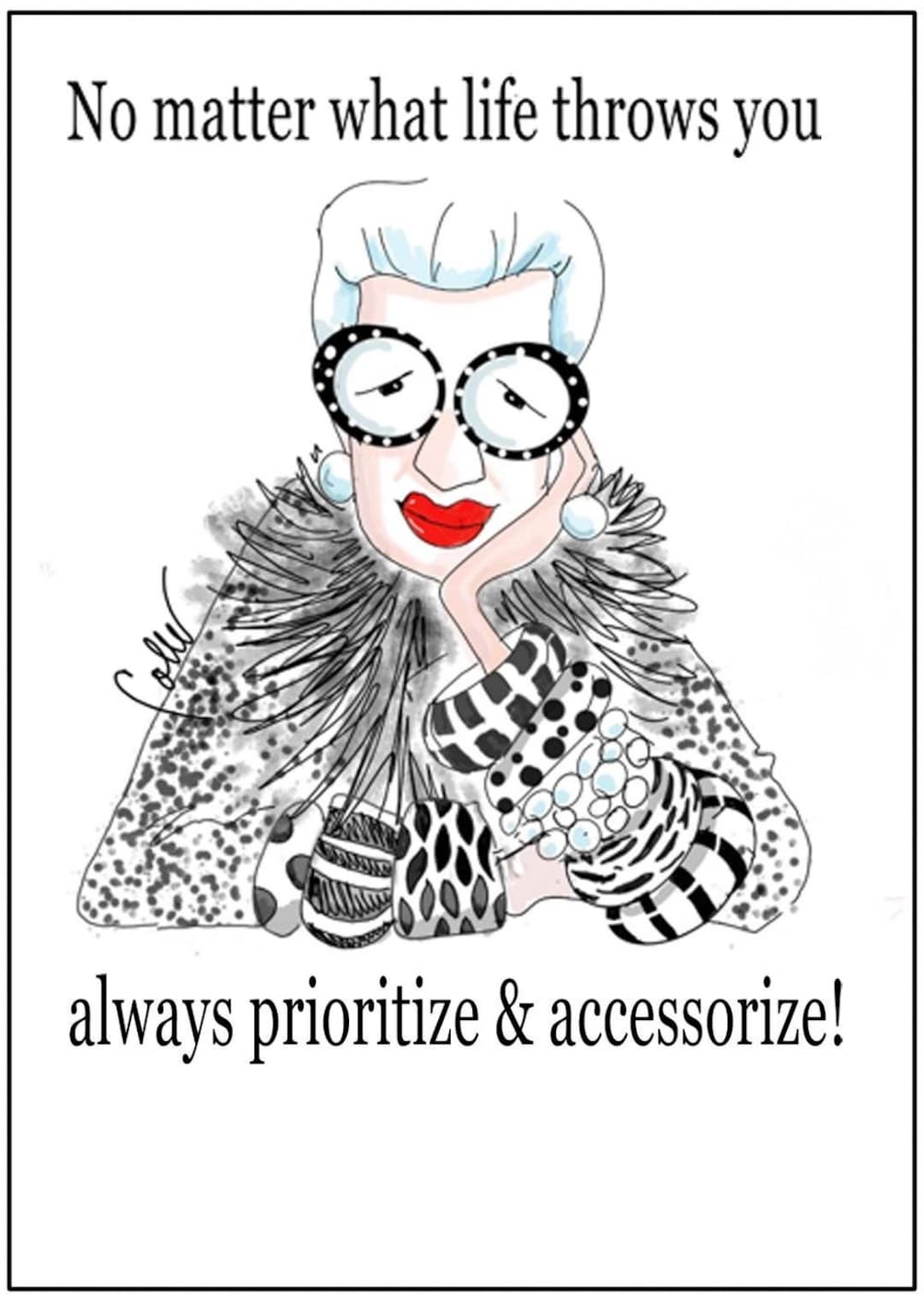 New Iris Apfel Inspired Funny Birthday Card, Iris Apfel Inspired Art ...