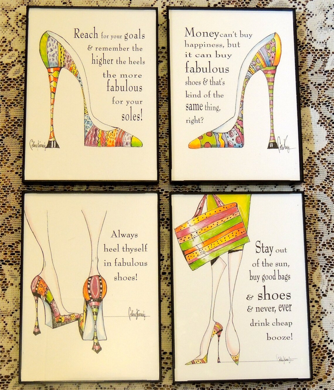 Illustrated Shoe Art Print With Funny Shoe Quote High Heel - Etsy