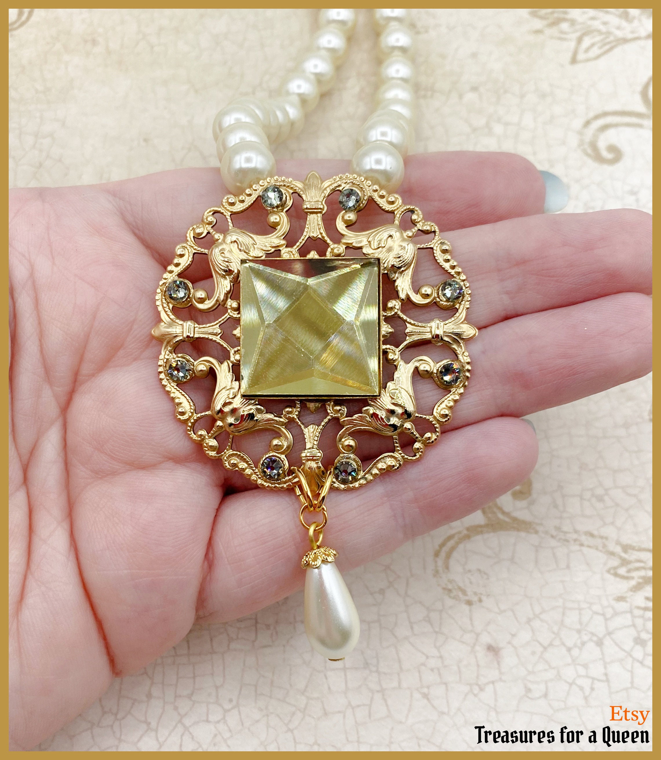 Eleanor of Toledo Italian Renaissance Historical Replica Filigree Pearl ...