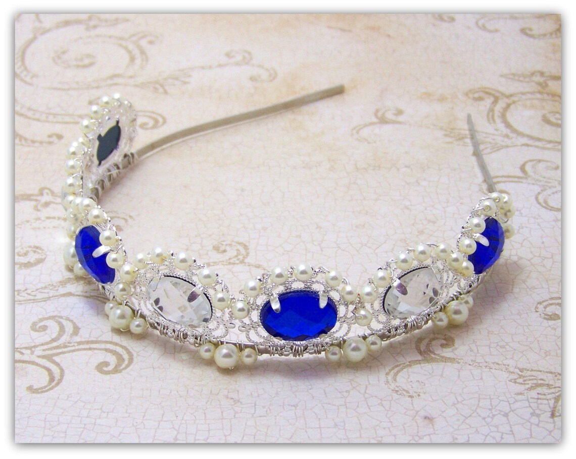Renaissance Crown - Medieval Tudor Tiara Silver Wire Wrapped Pearl ...