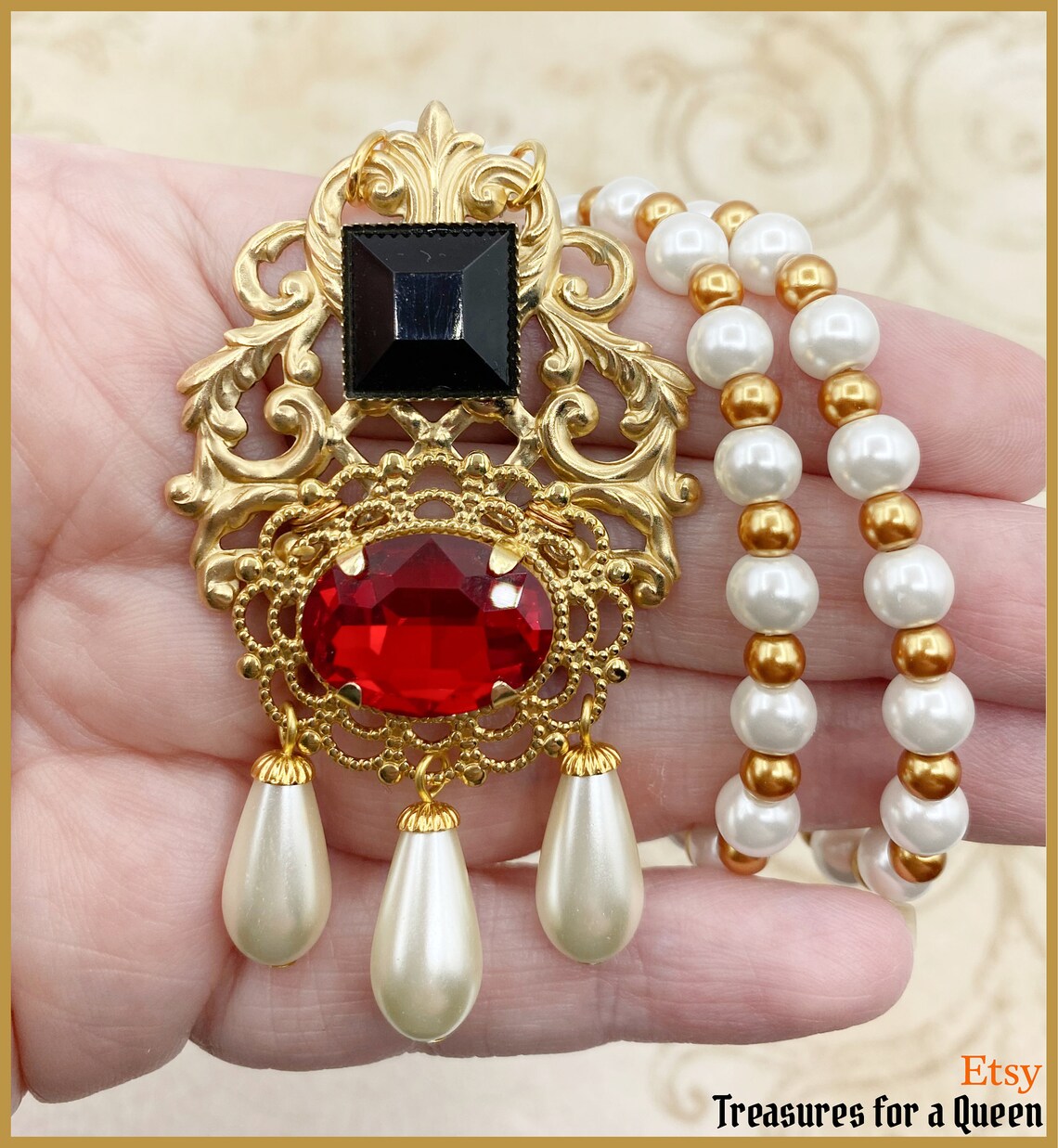 Queen Elizabeth I Historical Reproduction 2 Necklace Set Gold - Etsy