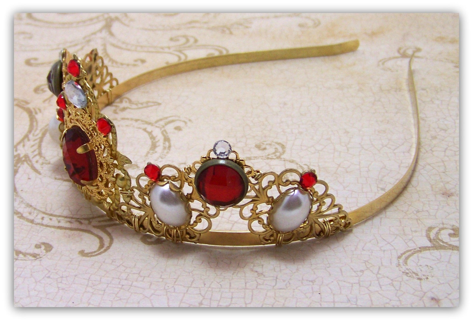 Medieval Tudor Tiara - Handmade Reign Catherine De' Medici Wire Wrapped ...