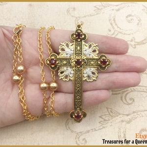 Medieval Tudor Cross - 16th Century Queen Anne Pearl Chain Large ...
