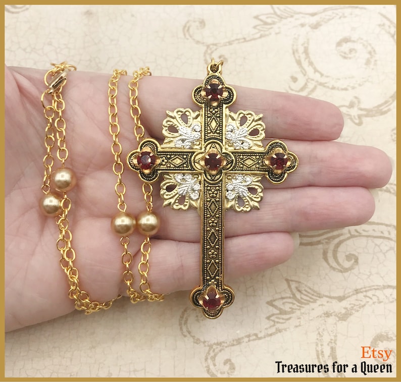 Medieval Tudor Cross - 16th Century Queen Anne Pearl Chain Large ...
