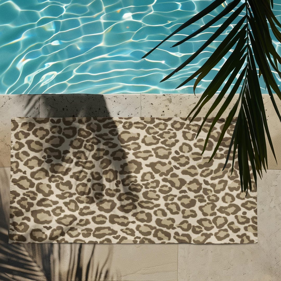 Y2K Beach Towel, Aesthetic Beach Towel, Leopard Luxe: Neutral ...