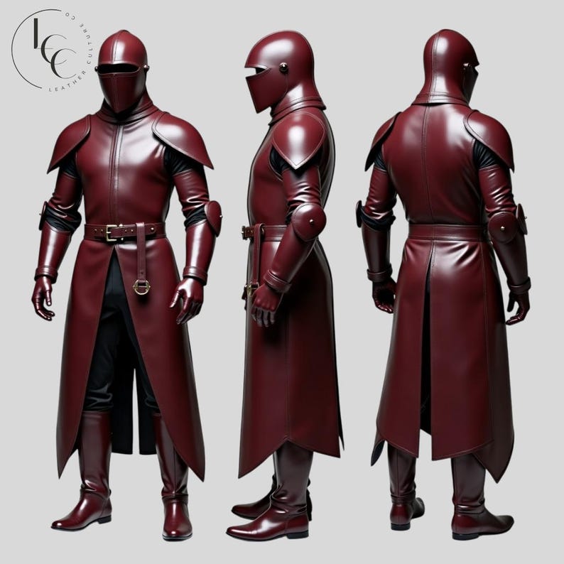Maroon Leather Armor Suit: Medieval Knight Full Cosplay Set - Etsy
