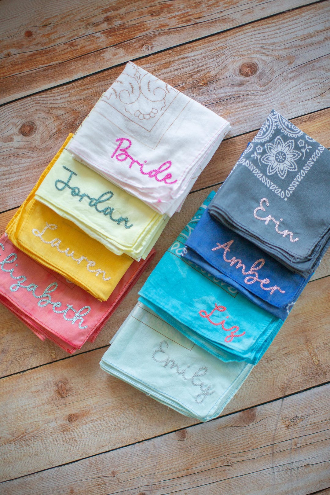 Embroidered Bandana Custom Pastel Colored Bandana Wedding Favor ...