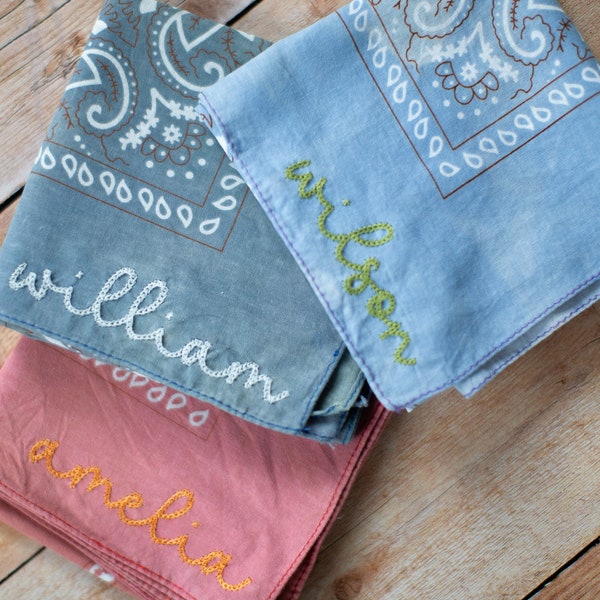 Embroidered Bandana - Etsy