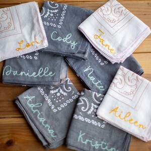 Embroidered Bandana Custom Pastel Colored Bandana Wedding Favor ...