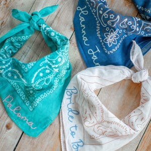 Embroidered Bandana Custom Pastel Colored Bandana Wedding Favor ...