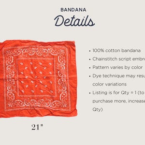 Custom Bandana for Wedding Party Embroidered Bandana Bachelorette Party ...