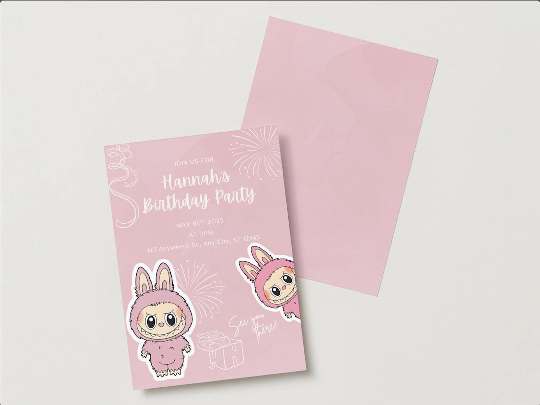 Customisable Labubu Birthday Invite - Etsy