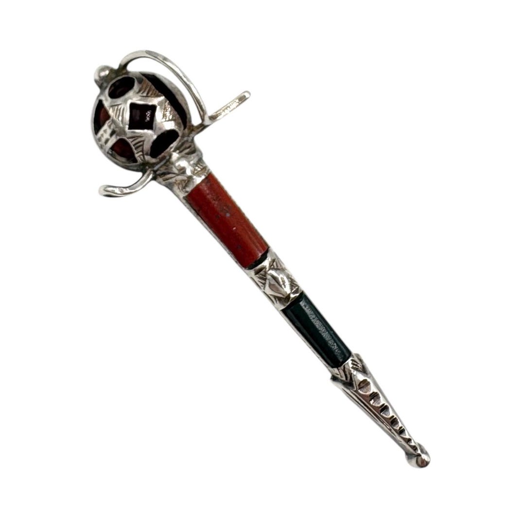 Antique Scottish Claymore Sword Pin Sterling Silver Carnelian ...
