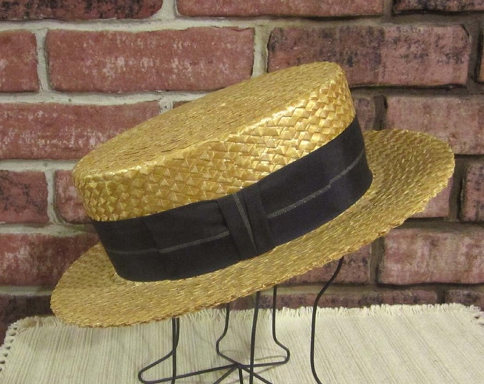 Vintage Mens MASTERCRAFT Straw Boater Skimmer Hat 7-1/4 - Etsy
