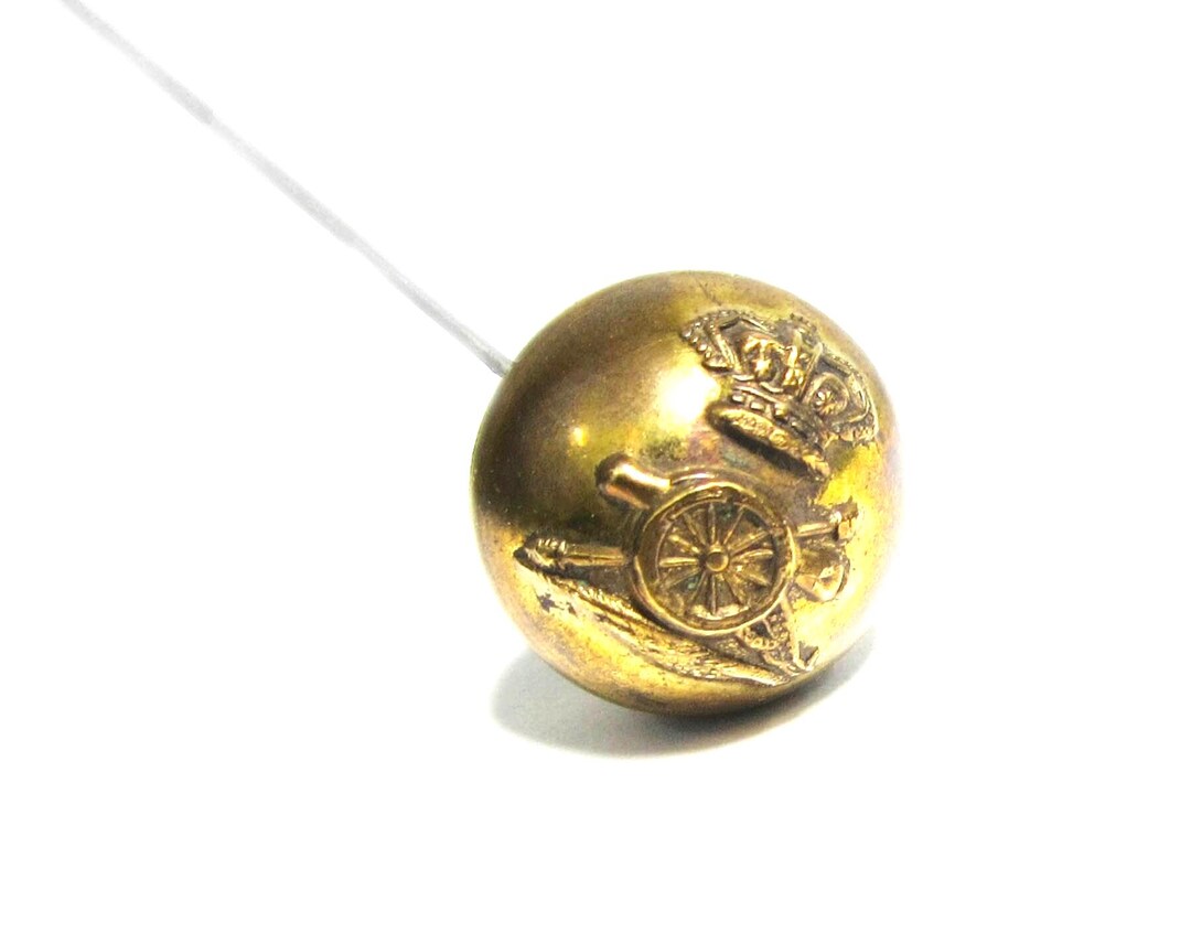 Antique British Royal Artillery Hat Pin Cannon & Crown Brass Ball ...