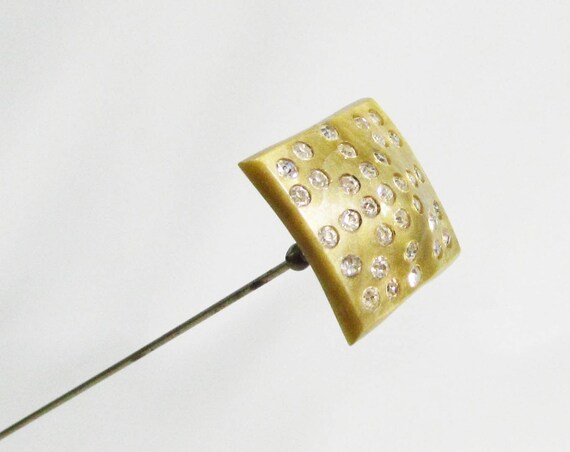 Celluloid Hat Pin - Antique long domed Hat Pin - Edwa… - Gem