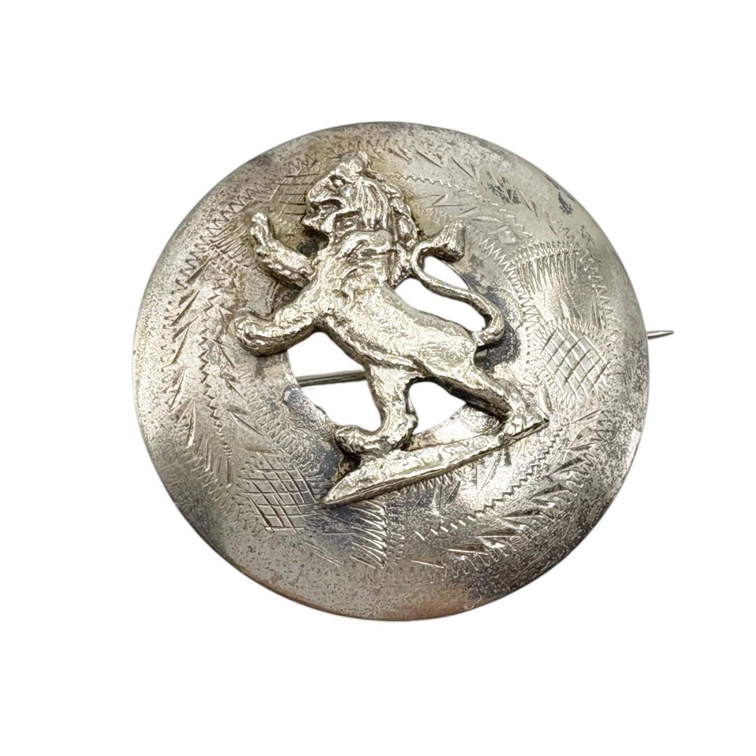 Antique Heraldic Lion Rampant Brooch - Sottish Silver Plated Pin - Etsy