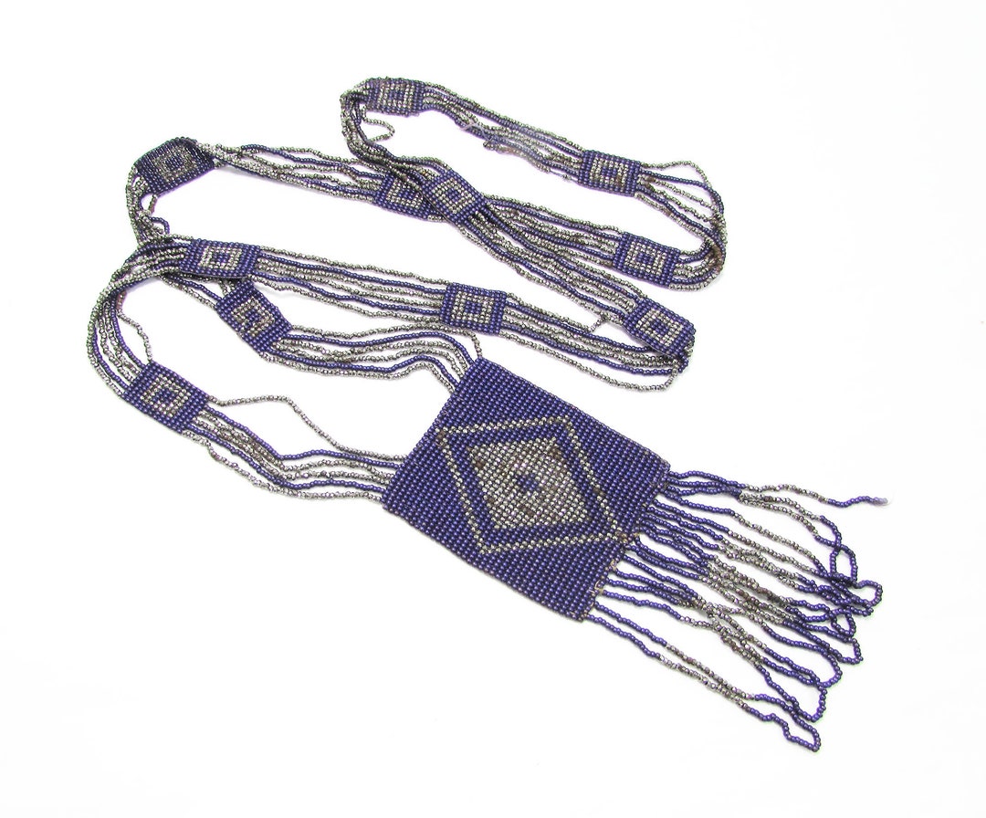 Beaded Fringe Necklace Art Deco Necklace Flapper Necklace Antique ...
