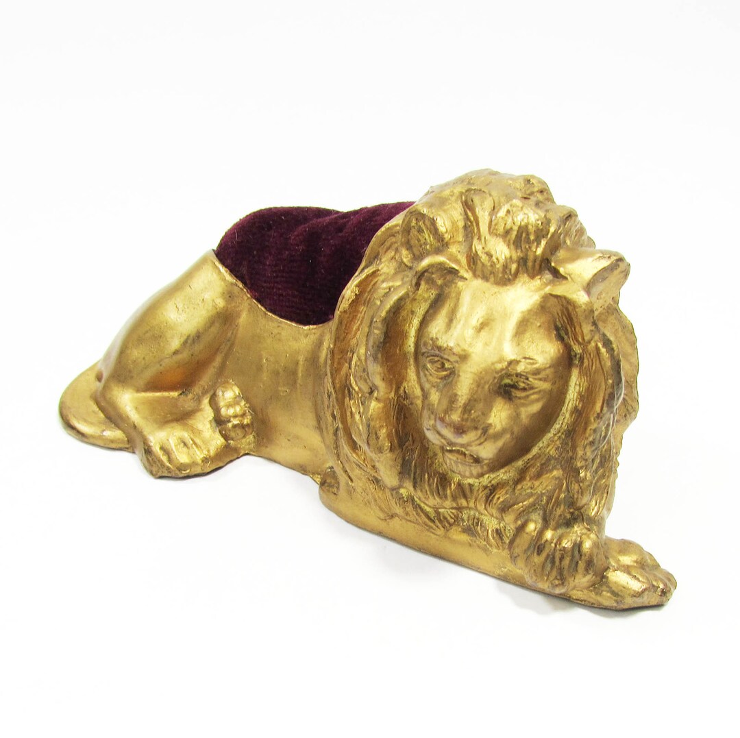 Brass Lion Pin Cushion - Use for Hat Pins, Lapel Pins or Sewing Pins ...