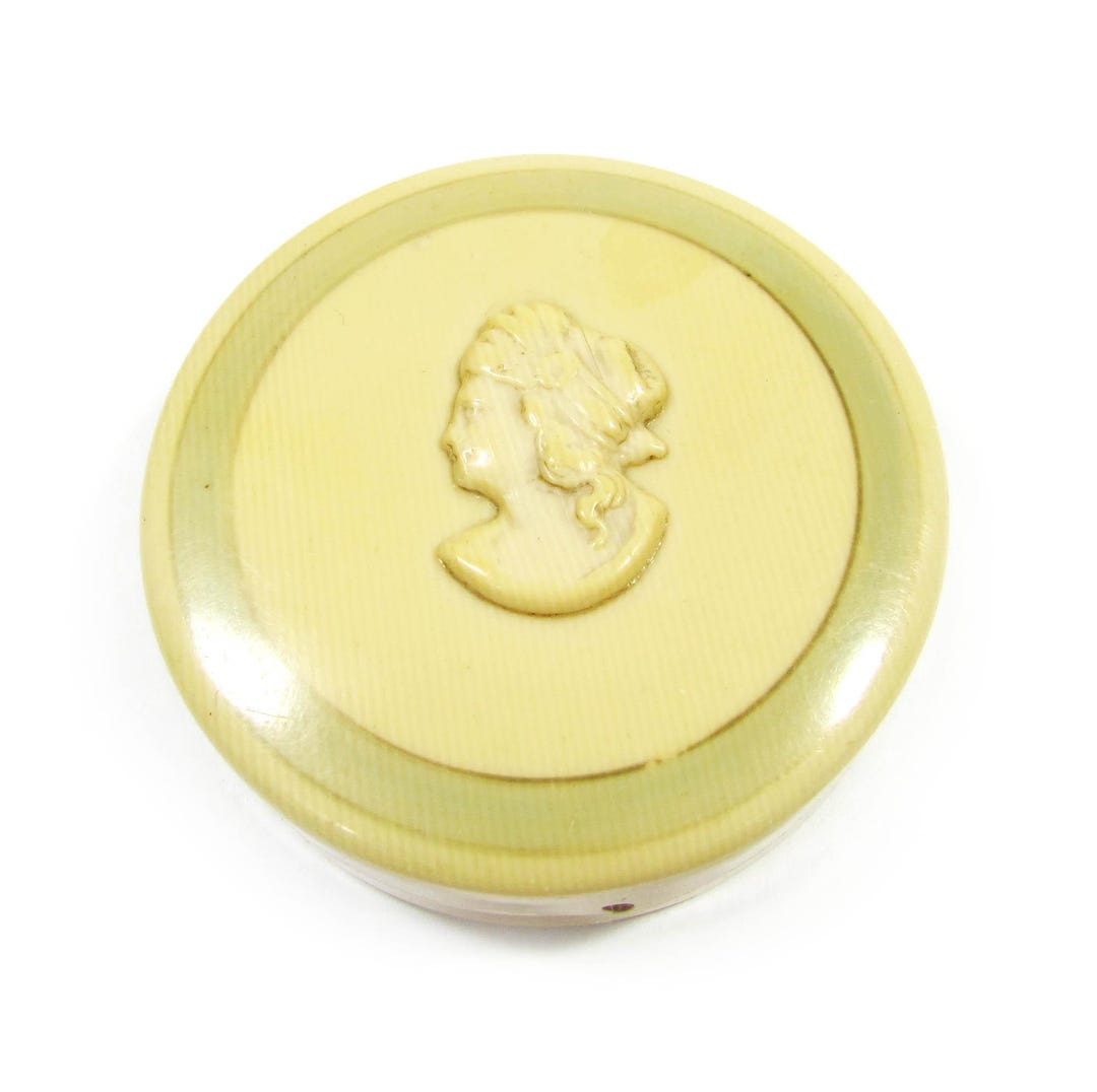 1930s Celluloid Cameo Compact With Mirror - Hinged Compact - Etsy