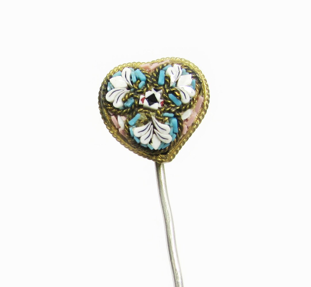 Antique Micromosaic Heart Lapel Pin Stick Pin 2.25 Brass Pin - Etsy
