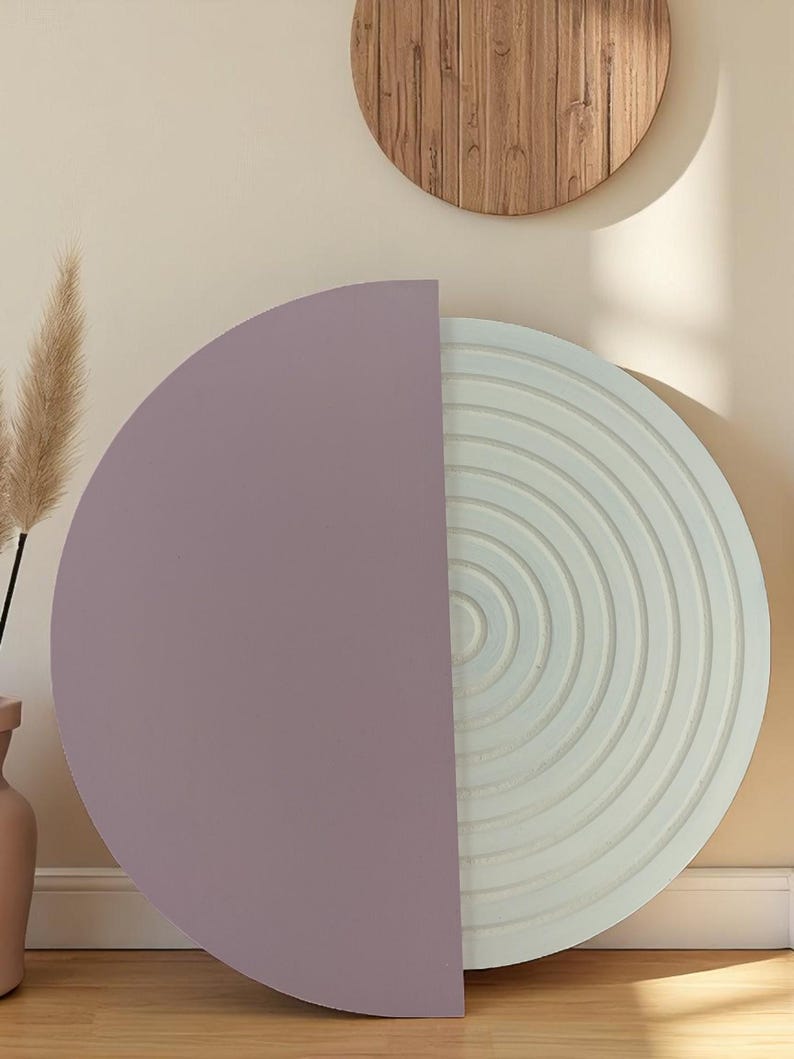 Lavender 3D Wood Wall Art, Half Circle Round Panel, 44x44 Cm, Soft ...