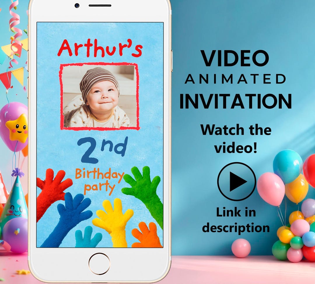 Red Furry Character Video Invitation | Colorful Birthday Evite for ...
