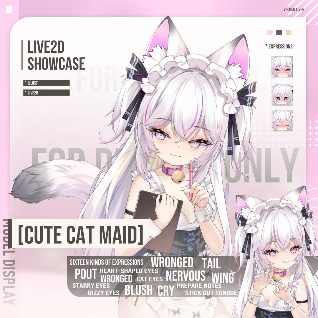 Premade Live2d Vtuber Model-[cute CAT MAID] A Total of Sixteen ...