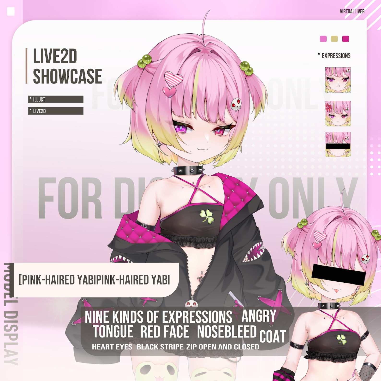 Premade Live2d Vtuber Model-pinkhaired YABI A Total of Nine Expressions ...