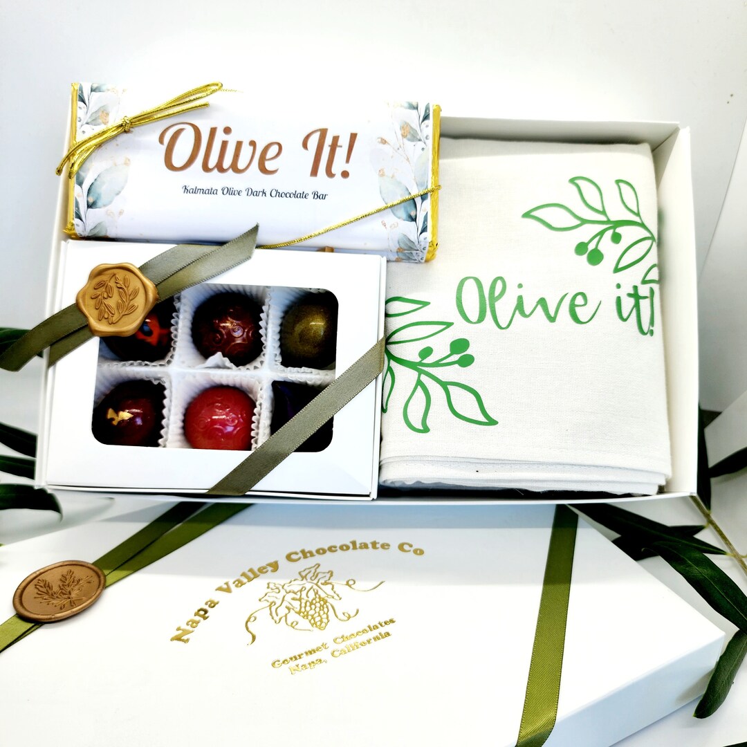 Olive Lover Gift Box: Kalamata Olive Chocolate Bars, Balsamic and Olive ...