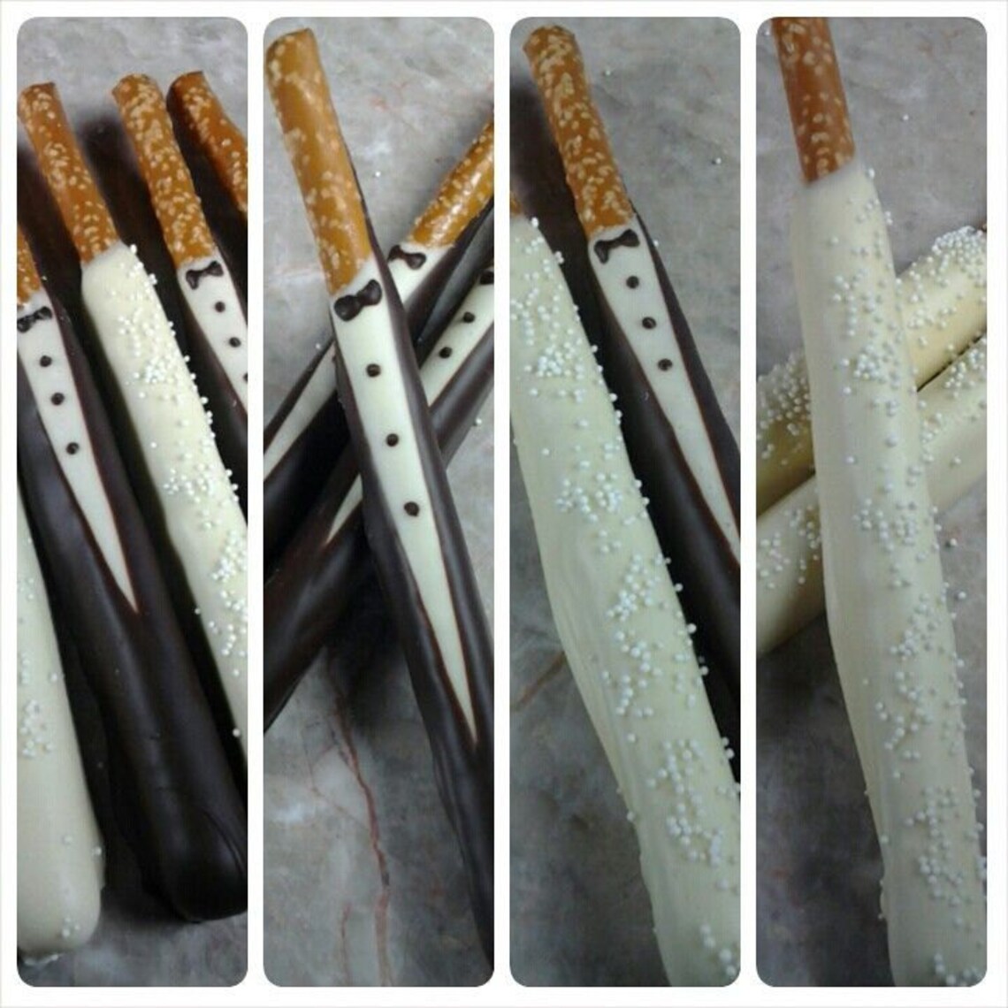 Bride and Groom Chocolate Pretzel Rod Wedding Favors - Etsy