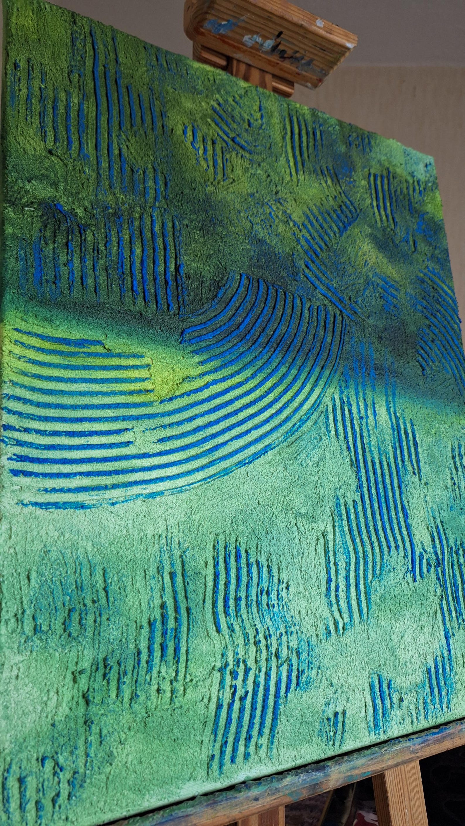 Abstract Blue River Landscape, Original Acrylic Painting, Textured Wall ...
