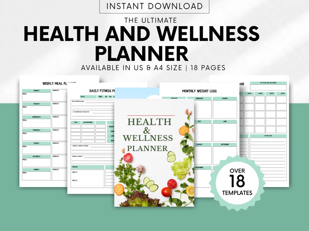 Health and Wellness Planner | Printable Wellness Journal | Self-care ...