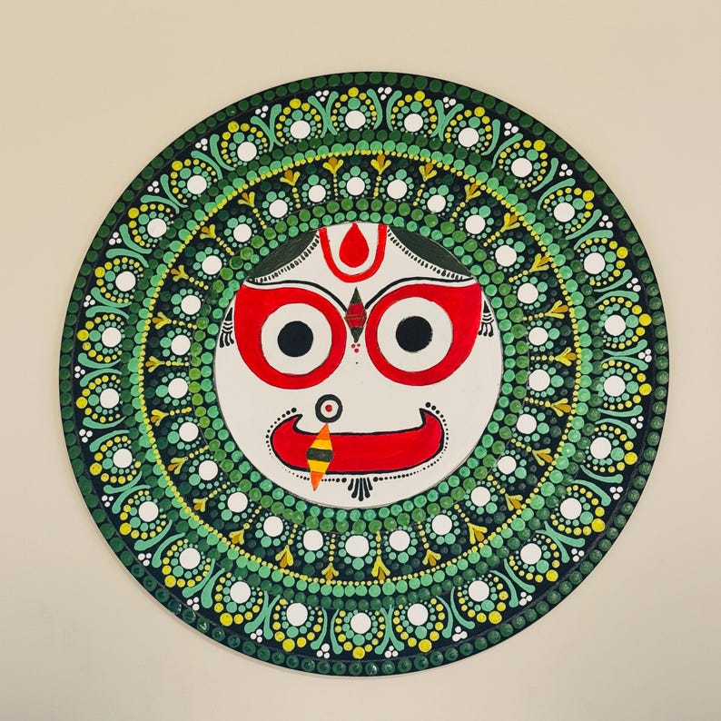 Hand-painted Lord Jagannath, Balabhadra, and Subhadra Mandala Dot Art ...